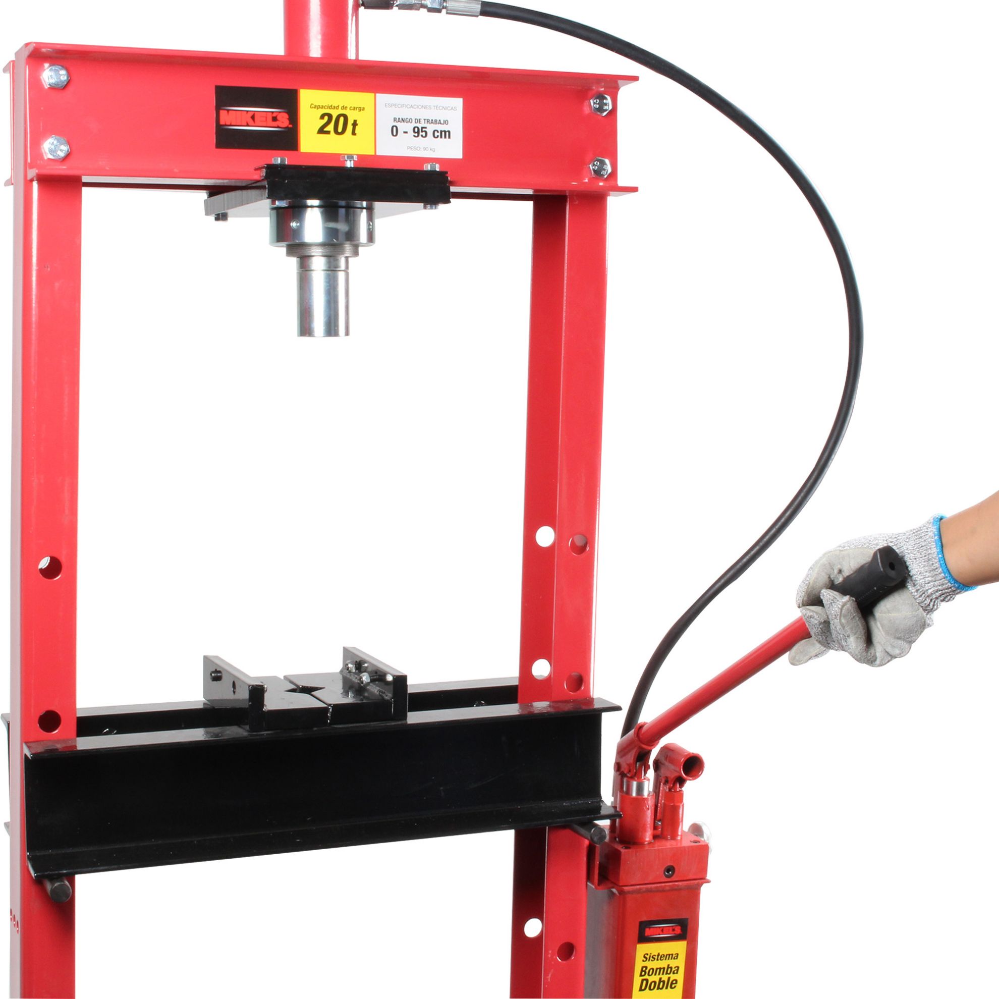 Prensa hidroneumática con pistón y manómetro (20 ton) PHB-25 - Mikels Tools