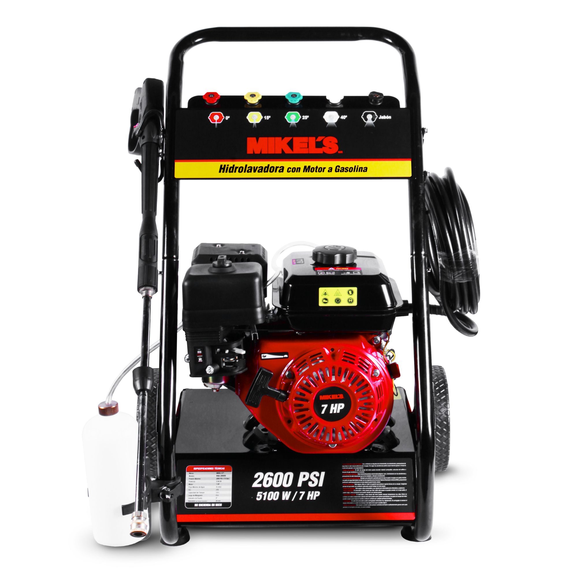 Hidrolavadora de alta presión a gasolina motor 4 tiempos (2,600 PSI / 7 HP) HA-2600 - Mikels Tools