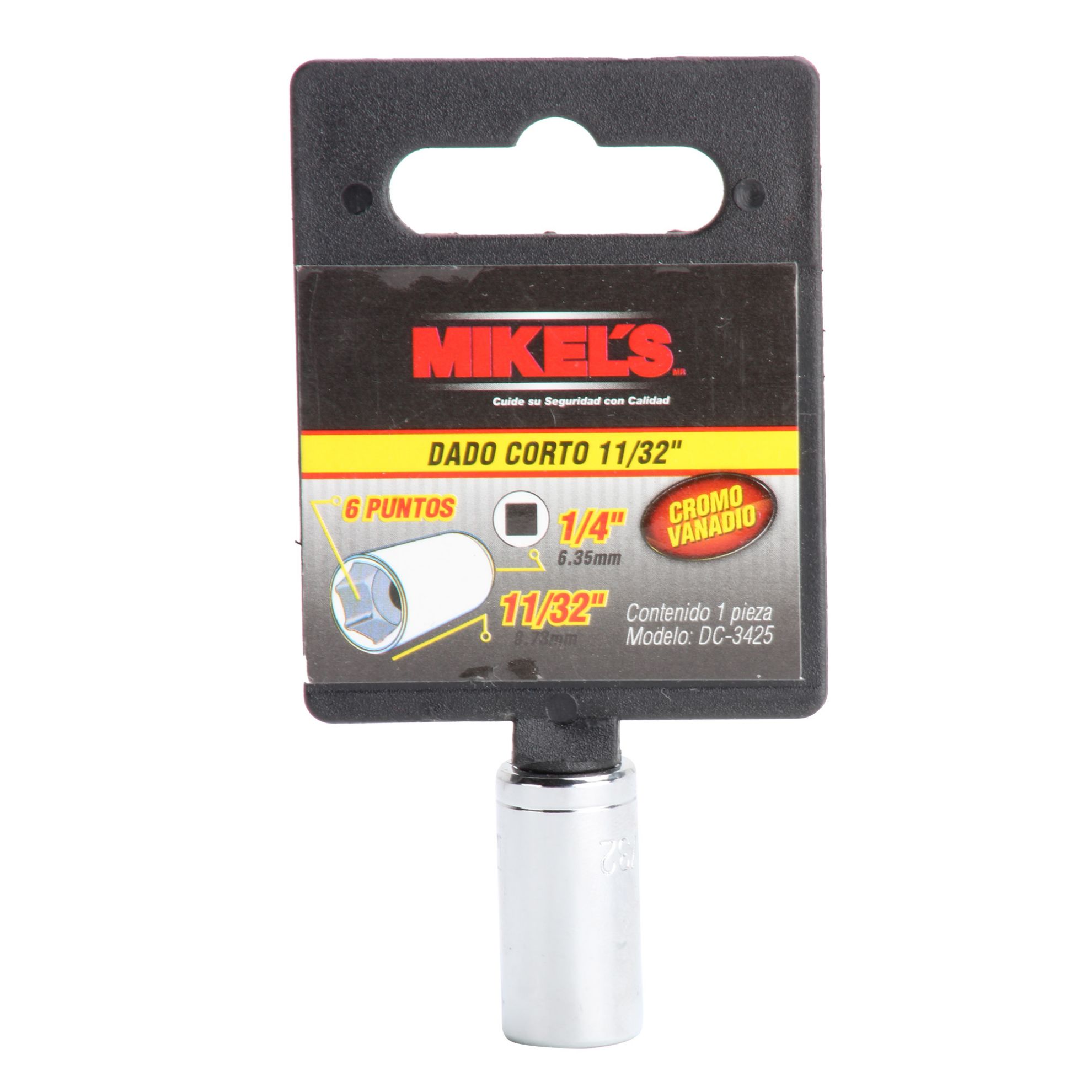 Dado corto 1/4” Estándar 11/32” 6 puntas DC-3425 - Mikels Tools